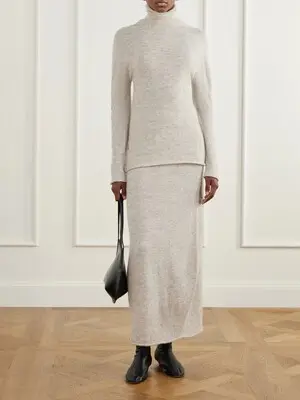 LAUREN MANOOGIAN Bottle Funnel Baby Alpaca Wool-blend Turtleneck Sweater - Neutrals