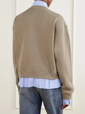 Acne Studios Layered Striped Poplin-trimmed Cotton-fleece Sweatshirt - Neutrals