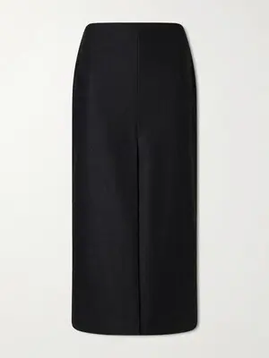 NILI LOTAN Mariha Wool-twill Midi Skirt - Black