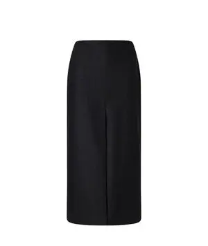 NILI LOTAN Mariha Wool-twill Midi Skirt - Black