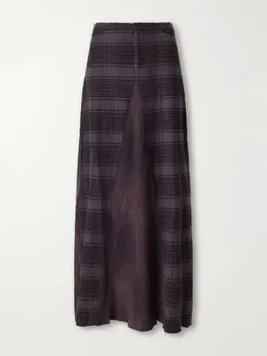 Our Legacy Rebel Checked Cotton-flannel Midi Skirt - Purple