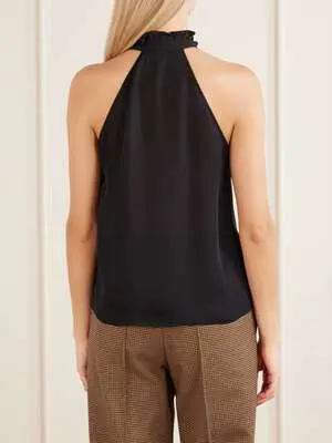 NILI LOTAN Daniella Halter Silk-georgette Blouse