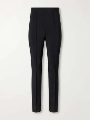 RÓHE Pintucked Grain De Poudre Skinny Pants - Black
