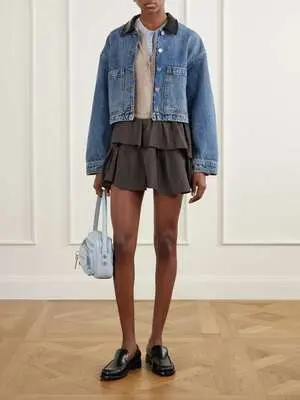 Acne Studios Checked Logo-embroidered Wool-blend Mini Skirt