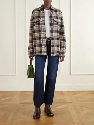 Guest In Residence Checked Cashmere Cardigan