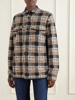 Guest In Residence Checked Cashmere Cardigan