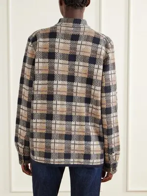 Guest In Residence Checked Cashmere Cardigan