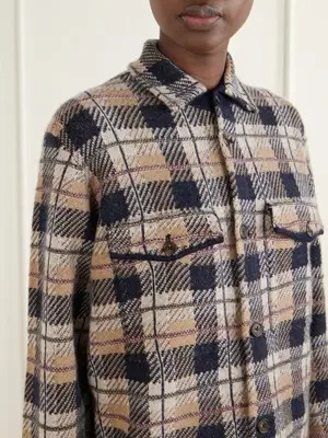Guest In Residence Checked Cashmere Cardigan