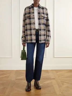Guest In Residence Checked Cashmere Cardigan