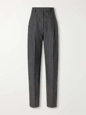 RÓHE Daria Pleated Wool-blend Straight-leg Pants - Gray