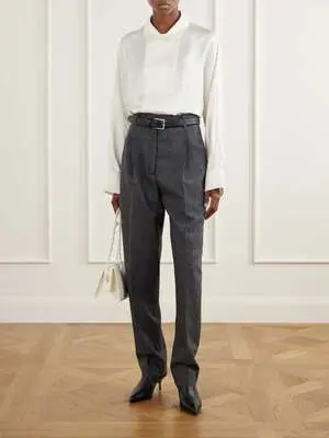 RÓHE Daria Pleated Wool-blend Straight-leg Pants