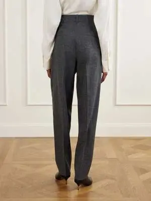 RÓHE Daria Pleated Wool-blend Straight-leg Pants