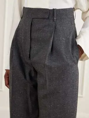 RÓHE Daria Pleated Wool-blend Straight-leg Pants