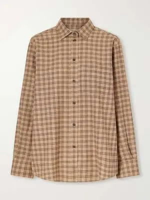 RÓHE Checked Wool-blend Shirt - Brown