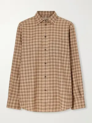 RÓHE Checked Wool-blend Shirt - Brown