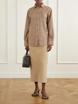 RÓHE Checked Wool-blend Shirt - Brown