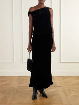 RÓHE Draped Cotton-velvet Top