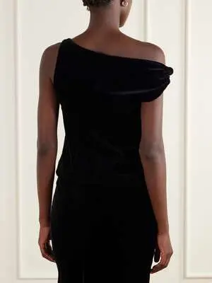 RÓHE Draped Cotton-velvet Top