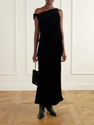 RÓHE Draped Cotton-velvet Top