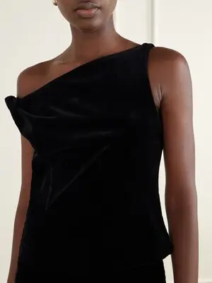 RÓHE Draped Cotton-velvet Top