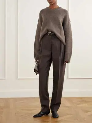 RÓHE Daria Pleated Virgin Wool Straight-leg Pants