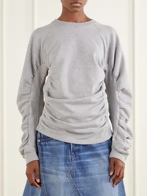 JW Anderson Ruched Sleeve Cotton-jersey Sweatshirt - Gray