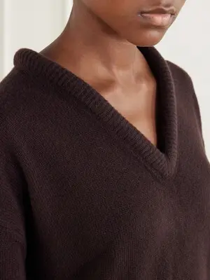 Acne Studios Layered Striped Poplin-trimmed Wool Sweater - Brown