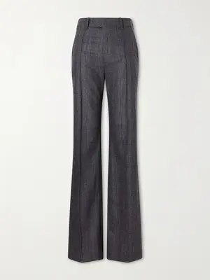 NILI LOTAN Etoile Pleated Wool And Cashmere-blend Straight-leg Pants - Gray