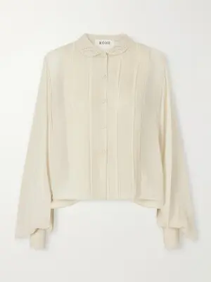 RÓHE Romantic Pintucked Silk-crepe De Chine Blouse