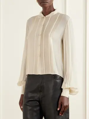 RÓHE Romantic Pintucked Silk-crepe De Chine Blouse
