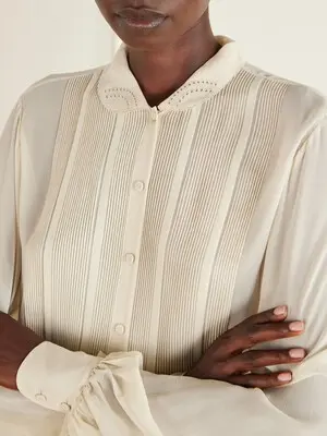 RÓHE Romantic Pintucked Silk-crepe De Chine Blouse