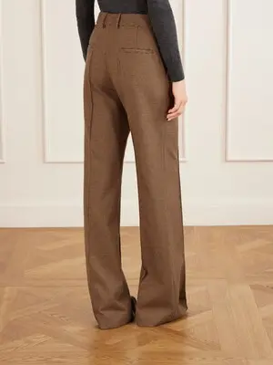 NILI LOTAN Etoile Pleated Straight-leg Wool Pants