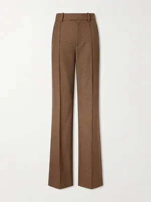 NILI LOTAN Etoile Pleated Straight-leg Wool Pants - Brown