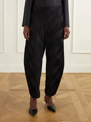 RÓHE Plissé Satin Tapered Pants