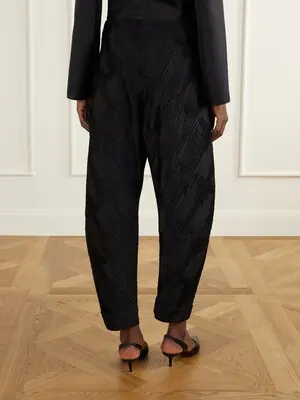 RÓHE Plissé Satin Tapered Pants