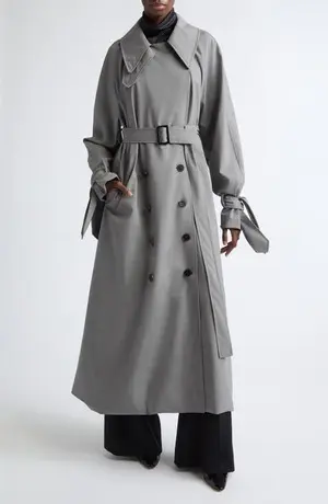 HEIRLOME Sidney Virgin Wool Blend Trench Coat - Grey