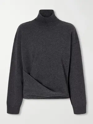 RÓHE Asymmetric Wool And Cashmere-blend Turtleneck Sweater - Gray