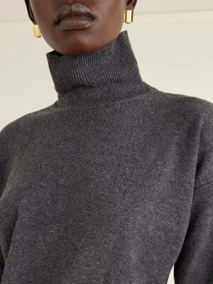 RÓHE Asymmetric Wool And Cashmere-blend Turtleneck Sweater - Gray