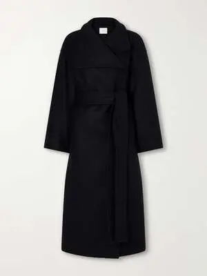 JOSEPH Fiore Belted Virgin Wool-blend Coat - Black