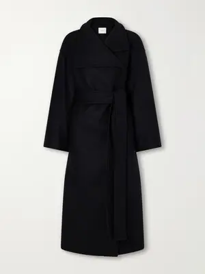 JOSEPH Fiore Belted Virgin Wool-blend Coat - Black