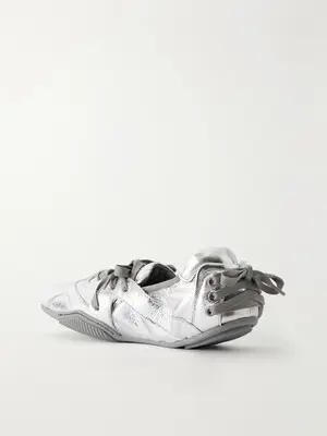Acne Studios Lace-up Suede And Leather Ballet Flats