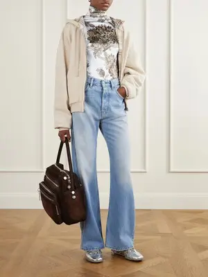 Acne Studios Lace-up Suede And Leather Ballet Flats