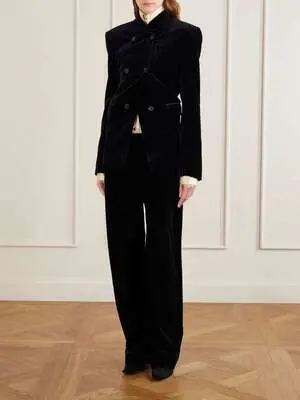 Khaite Rolo Velvet Cotton-blend Double-breasted Blazer