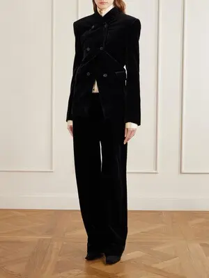 Khaite Rolo Double-breasted Cotton-blend Velvet Blazer - Black