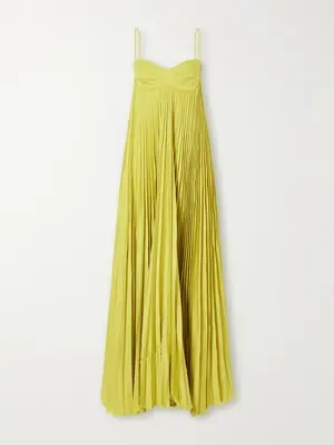 ANDRES OTALORA Para Ella Plissé Jersey Maxi Dress - Green