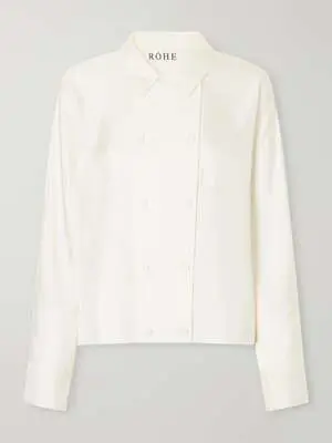 RÓHE Double-breasted Silk-satin Blouse - Cream