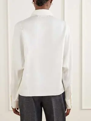 RÓHE Double-breasted Silk-satin Blouse - Cream