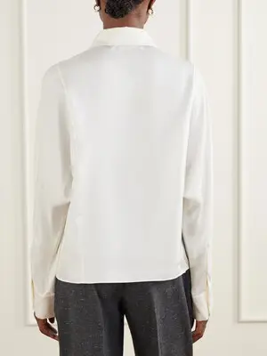 RÓHE Double-breasted Silk-satin Blouse - Neutrals