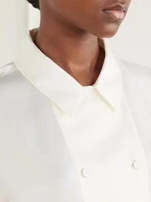RÓHE Double-breasted Silk-satin Blouse - Neutrals