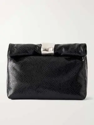 Staud Snake-effect Leather Clutch